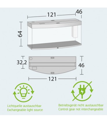 Acuario panoramico con vidrio curvo Juwel Vision 260 LED con mesa
