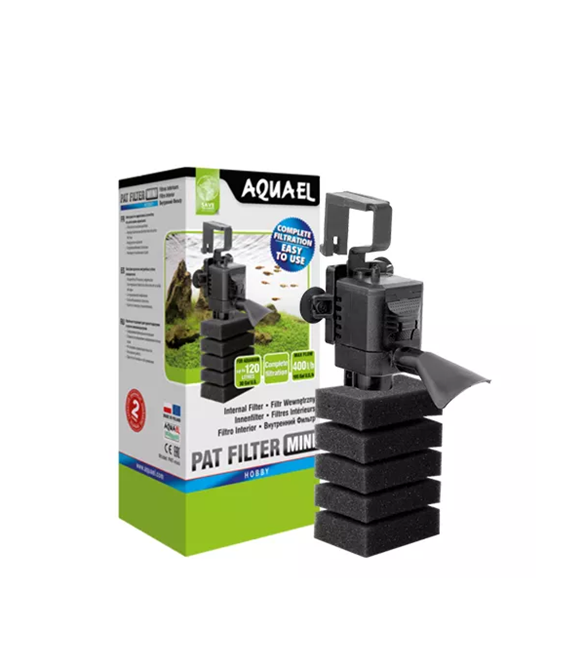 Filtro esponja Aquael Pat Mini | Filtro interno gambas | Acuario Plantado